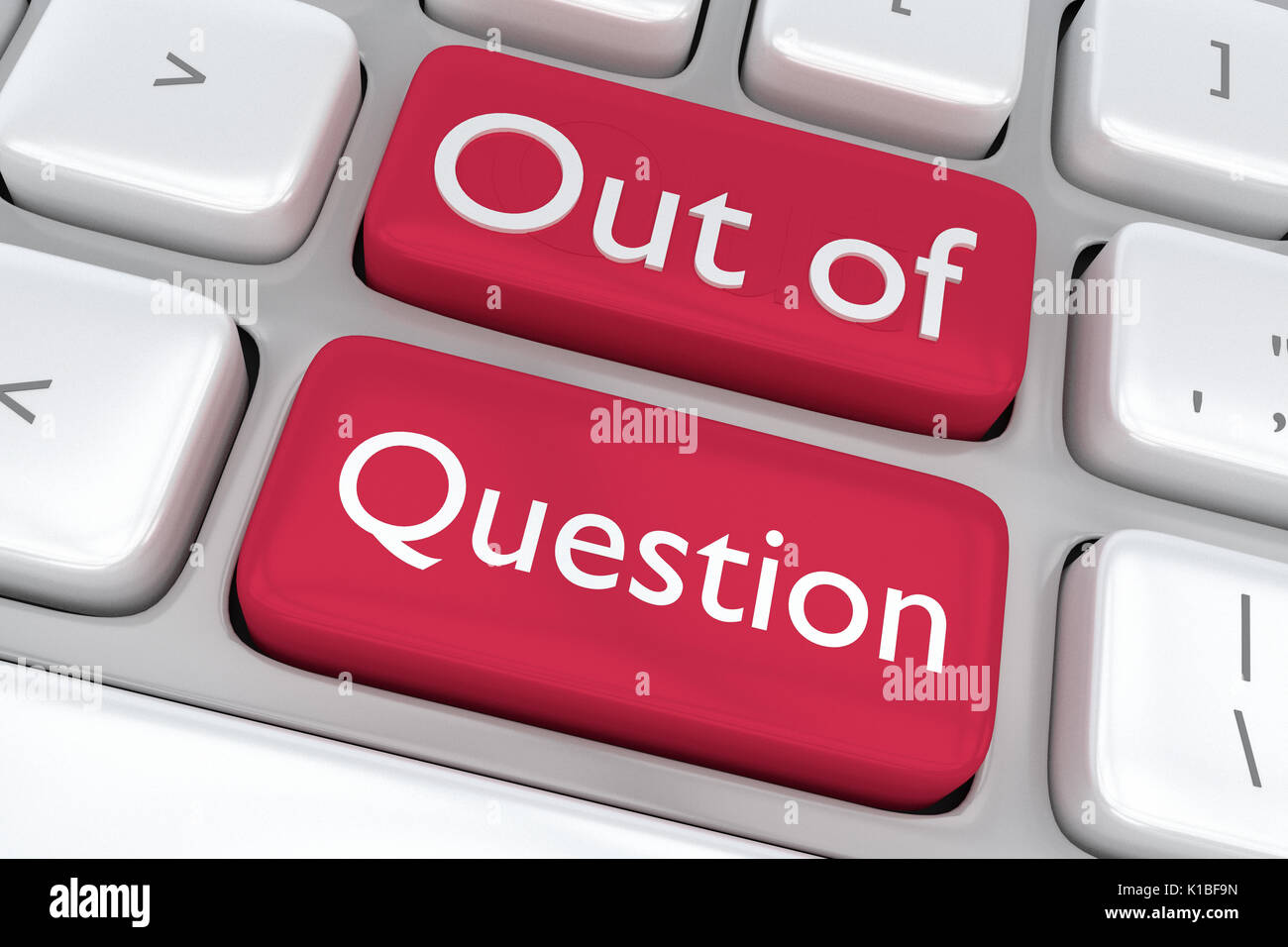 Render illustration of computer keyboard with the print of Out of ...