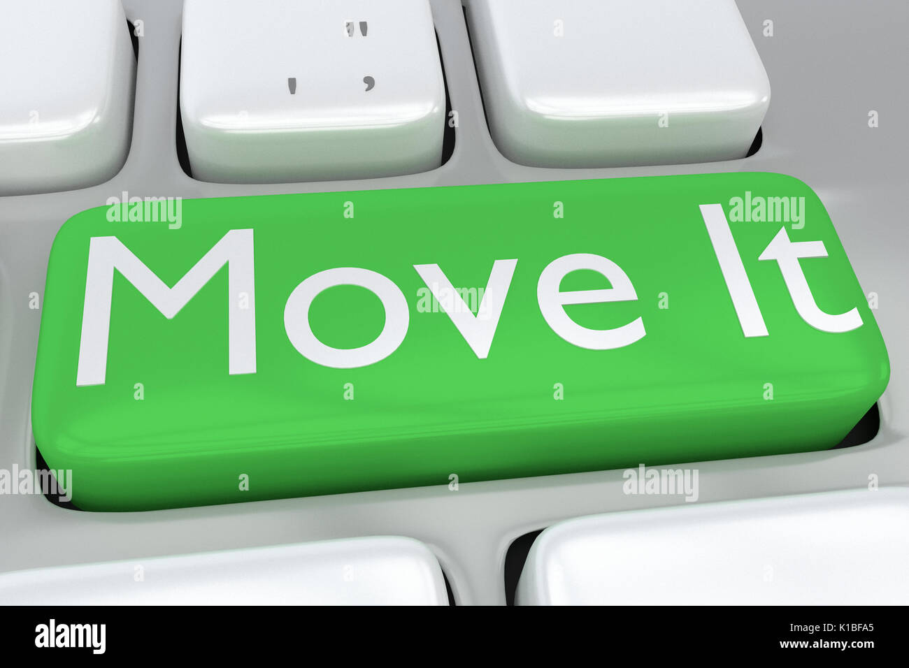 Render illustration of computer keyboard with the print Move It on a ...