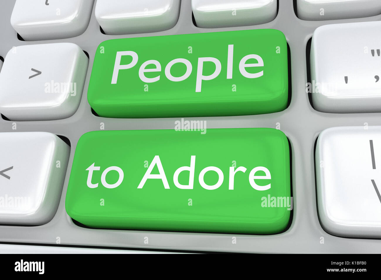 Render illustration of computer keyboard with the print People to Adore ...