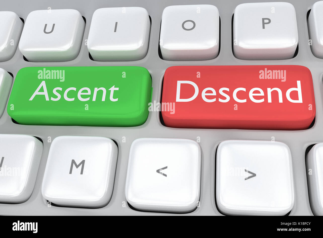 Render illustration of computer keyboard with the print Ascent on a ...
