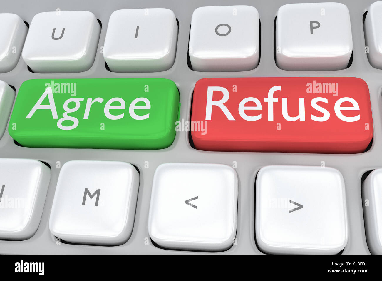 Render illustration of computer keyboard with the print Agree on a ...