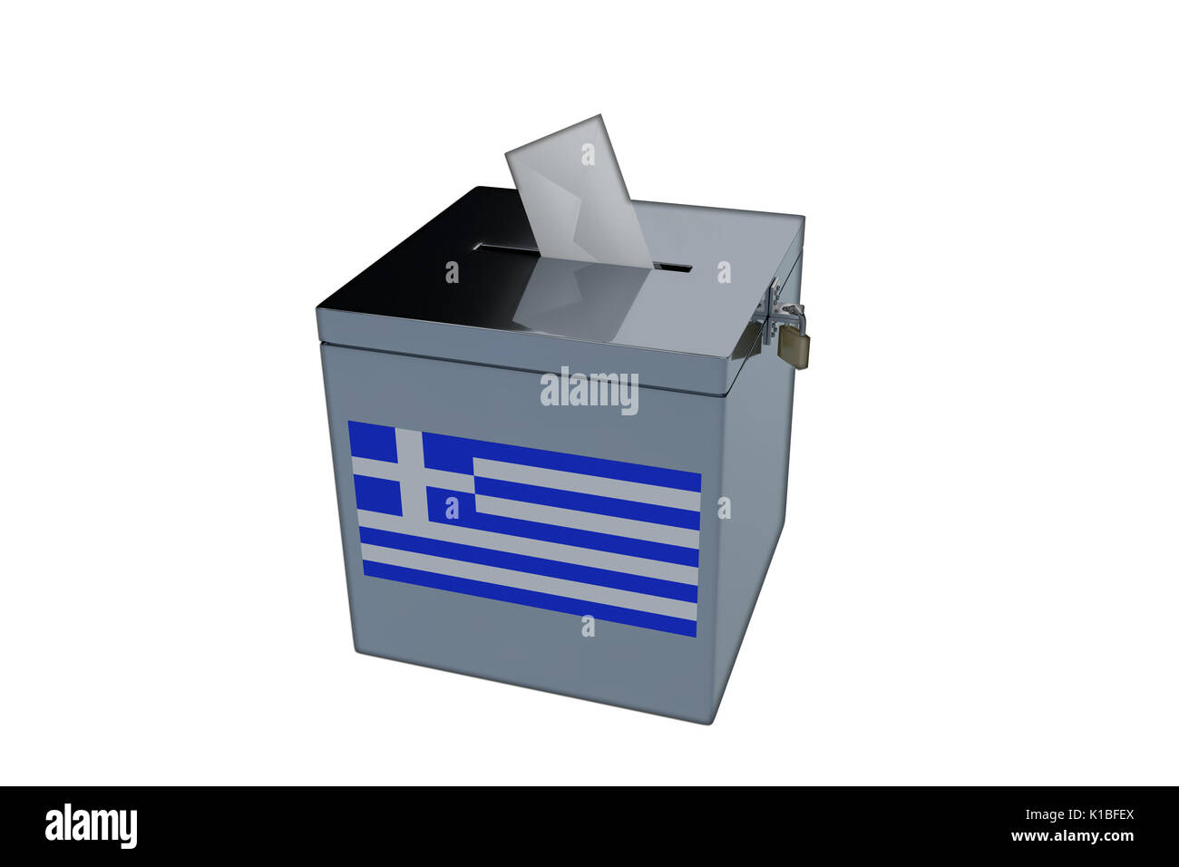 Render illustration of Greek election ballot box, isolated on white ...