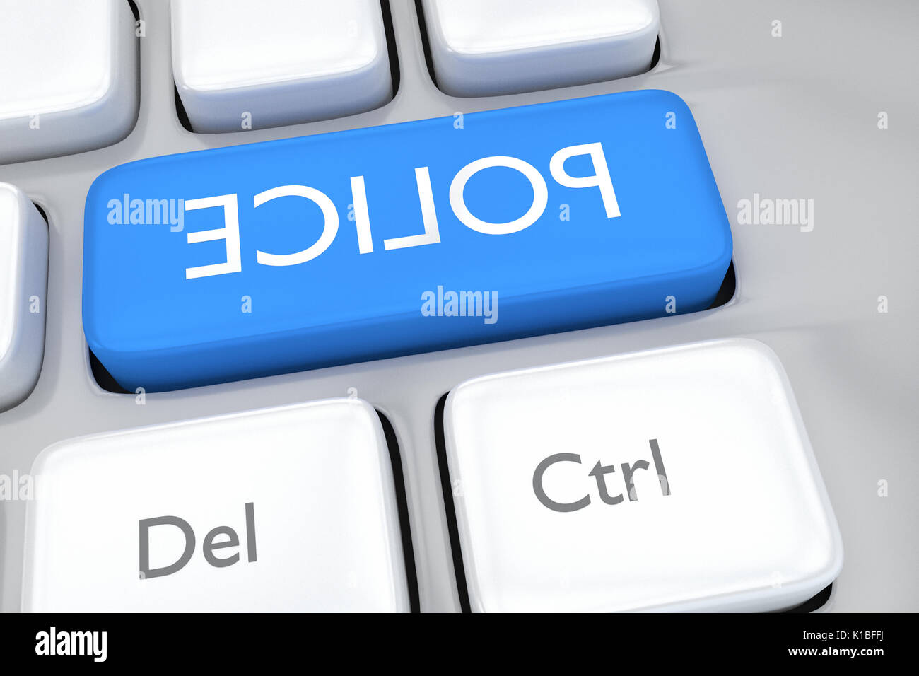 Render illustration of computer keyboard with the mirror image of the ...