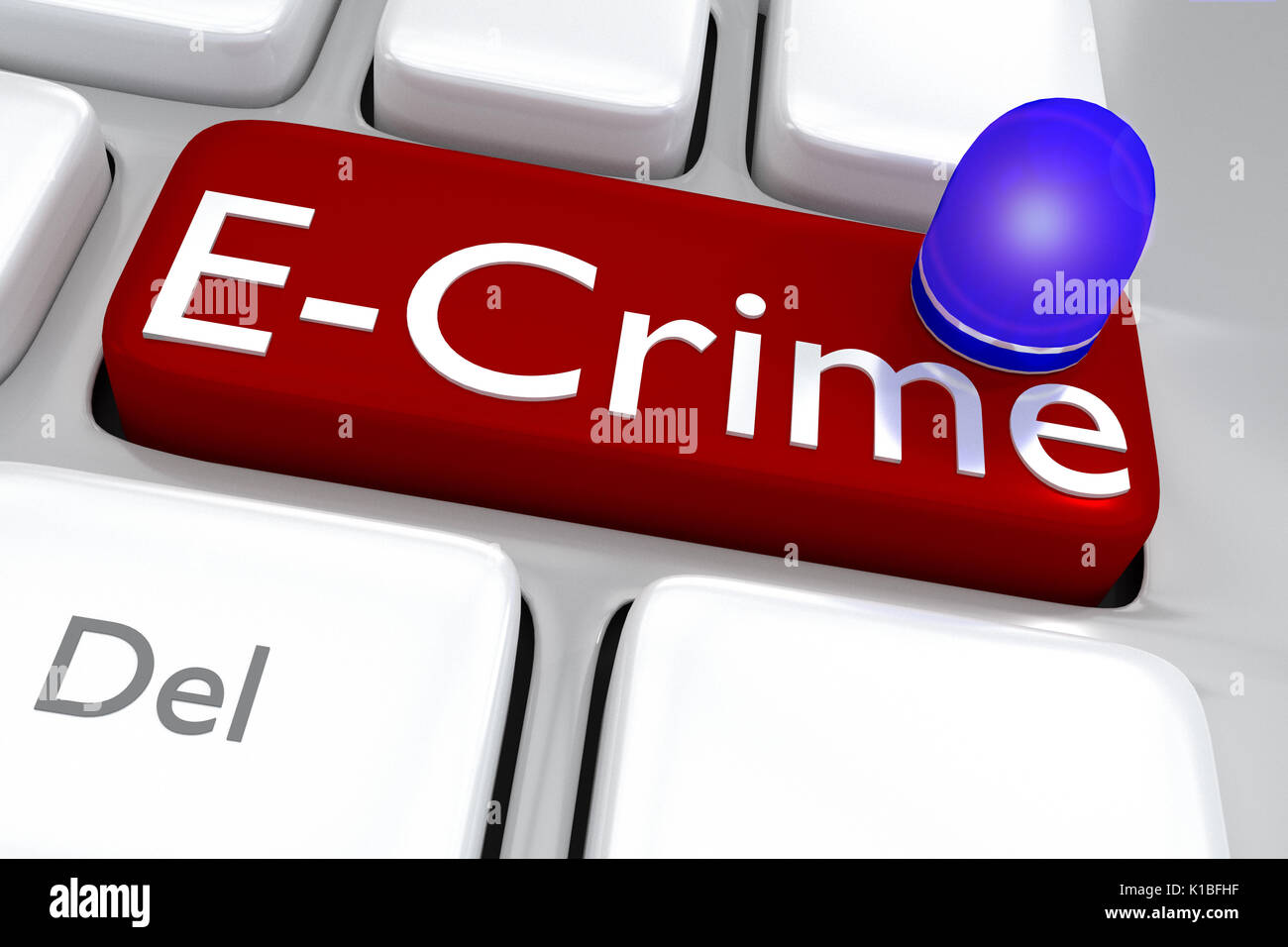 Render illustration of computer keyboard with the print E-Crime on a ...