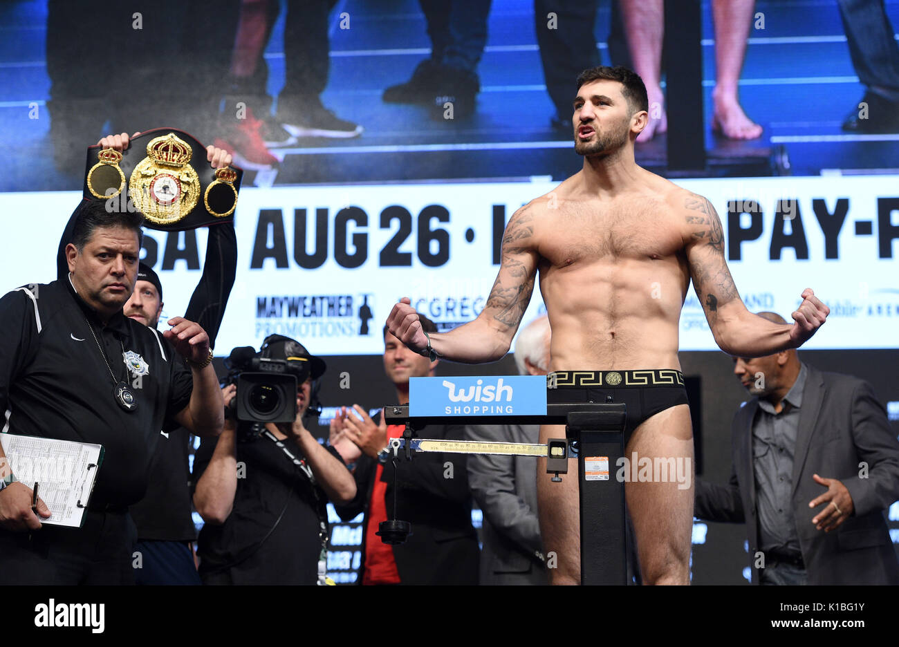 Nathan Cleverly during the weigh in at the T-Mobile Arena, Las Vegas ...