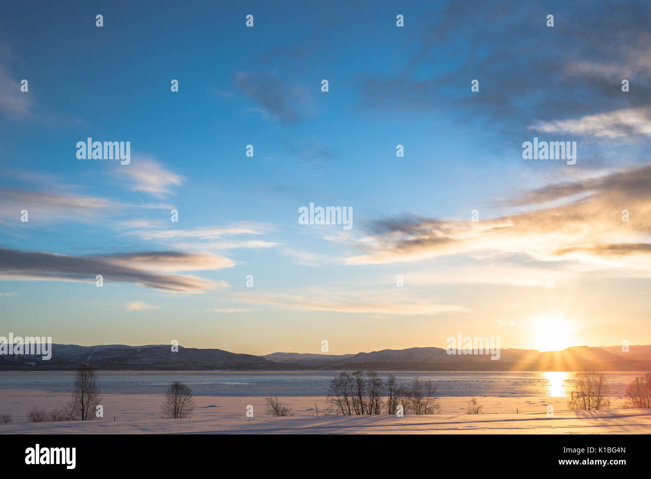 Sunset, winter, Rafsbotn, Alta, Finnmark, Norway, Norge Stock Photo - Alamy