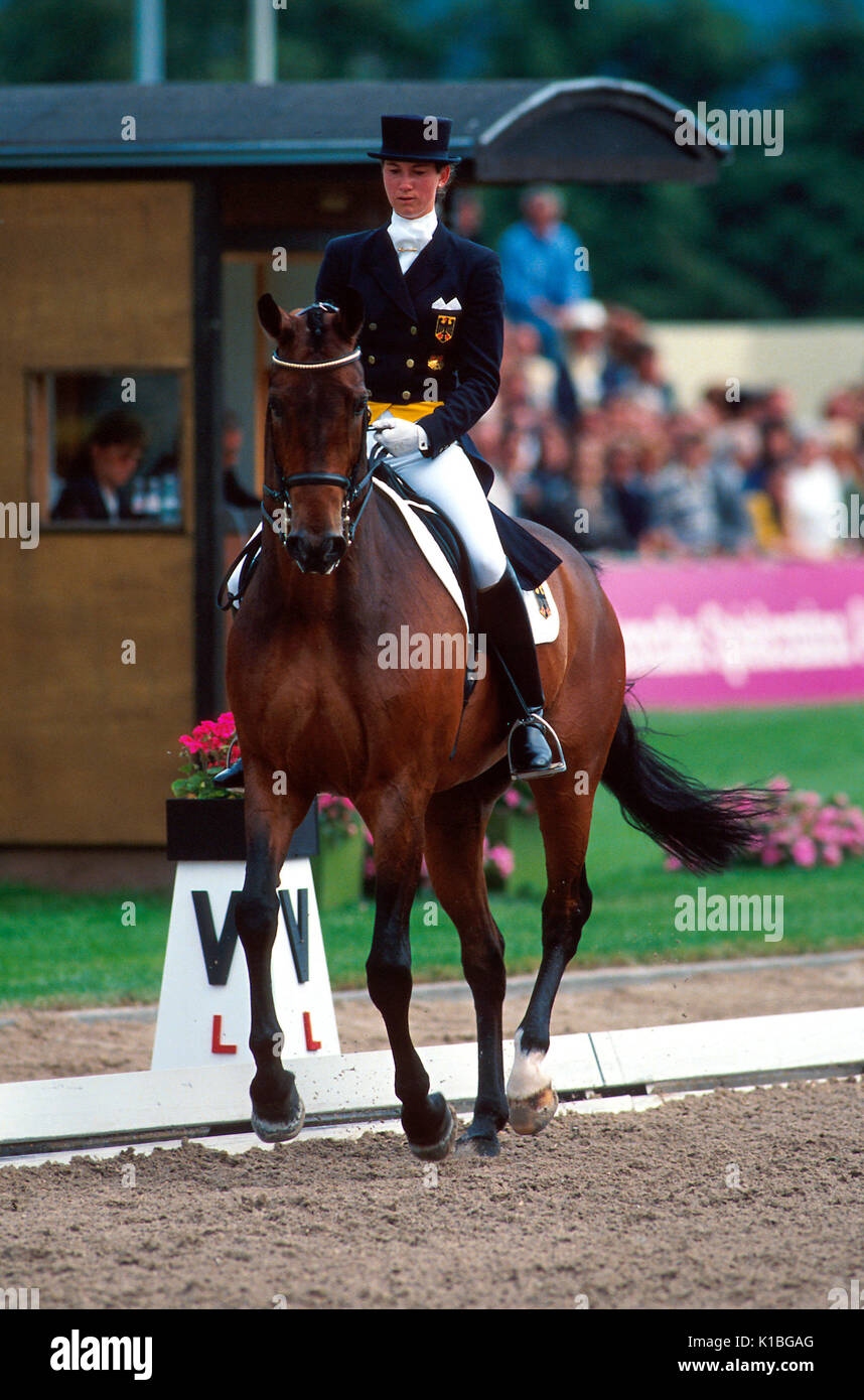 CHIO Aachen 1994, Nicole Uphoff (GER) riding Rembrandt Borbett Stock ...