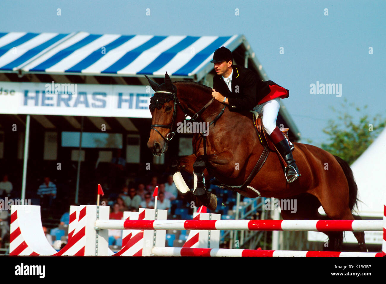 CSIO Lanaken 1991, Otto Becker (Germany), Optiebeurs Lucky Luke Stock ...