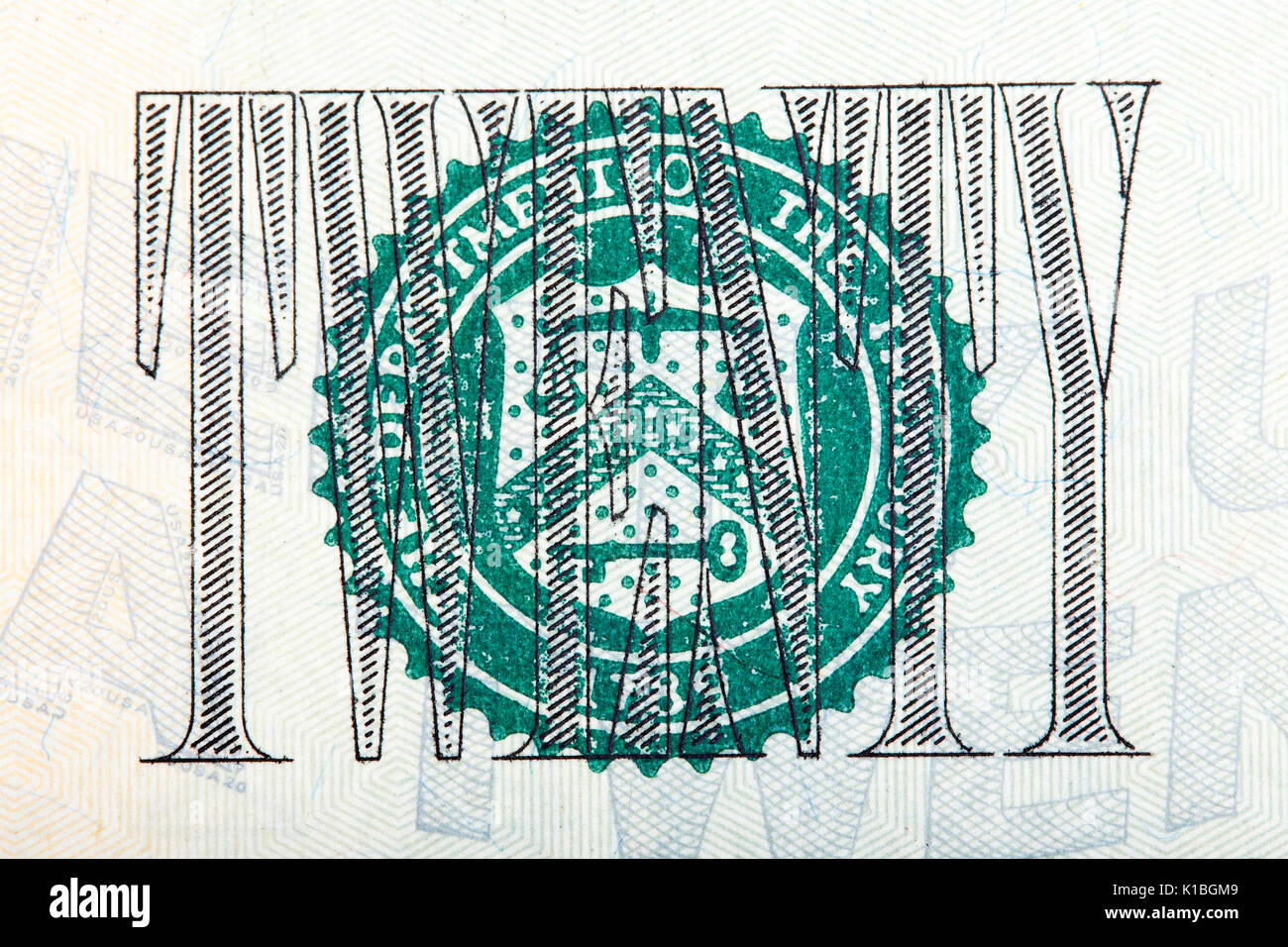 The Seal on the U.S. 20 dollar bill on macro. High resolution photo ...