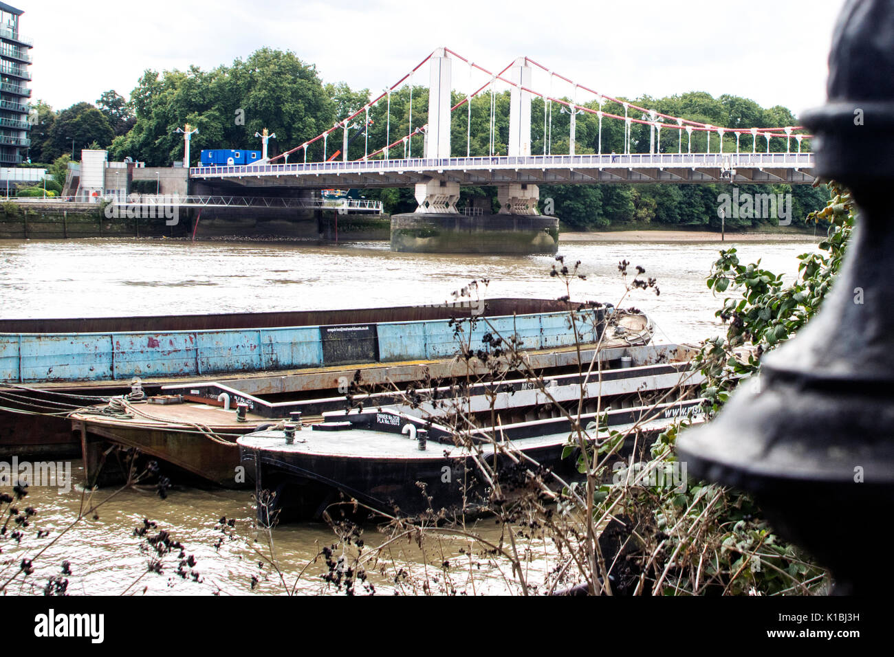 Chelsea Bridge, a self-anchored suspension bridge (1937) built over the ...