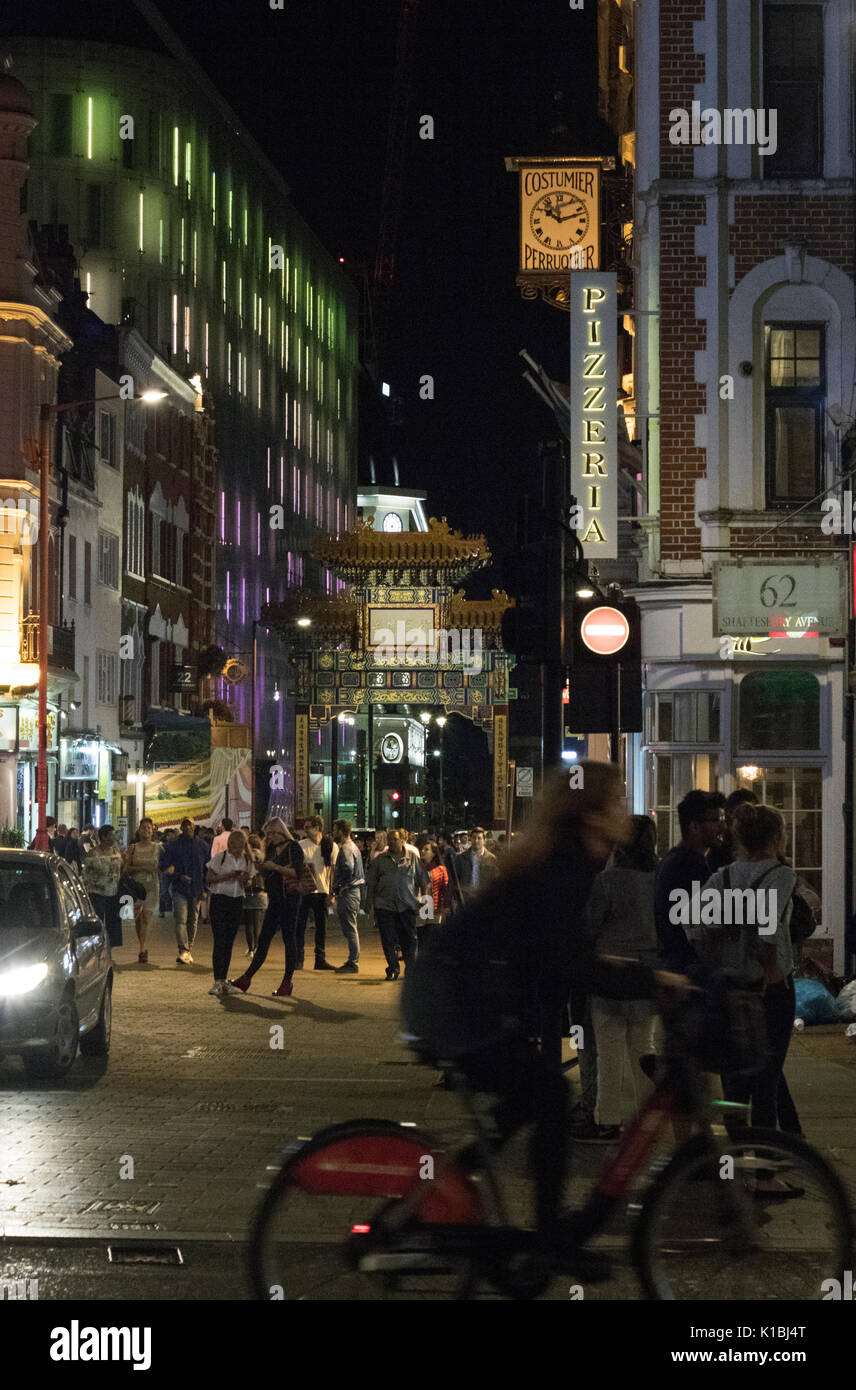 Soho street scene at night, London, England Stock Photo - Alamy
