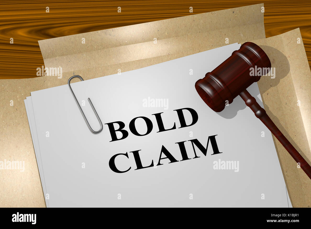 3D illustration of "BOLD CLAIM" title on legal document Stock Photo - Alamy