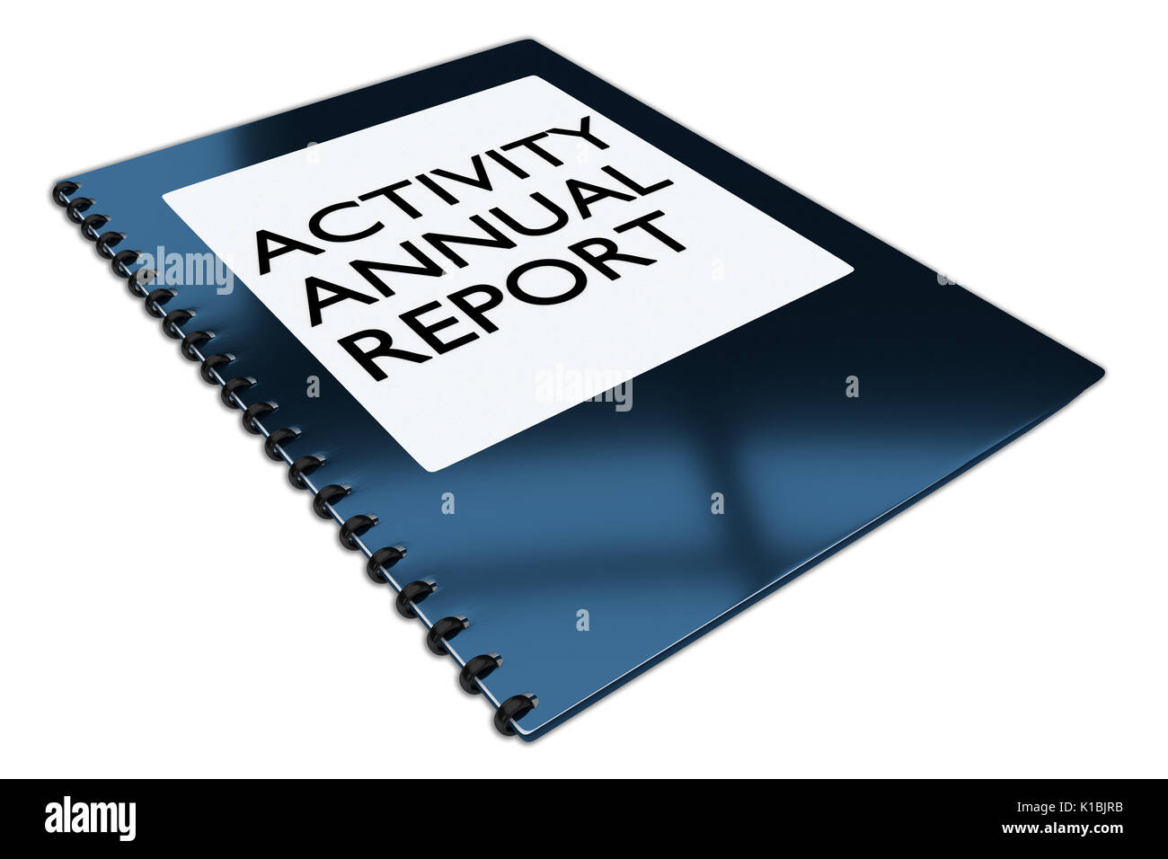 3D illustration of "ACTIVITY ANNUAL REPORT" script on a book, isolated ...