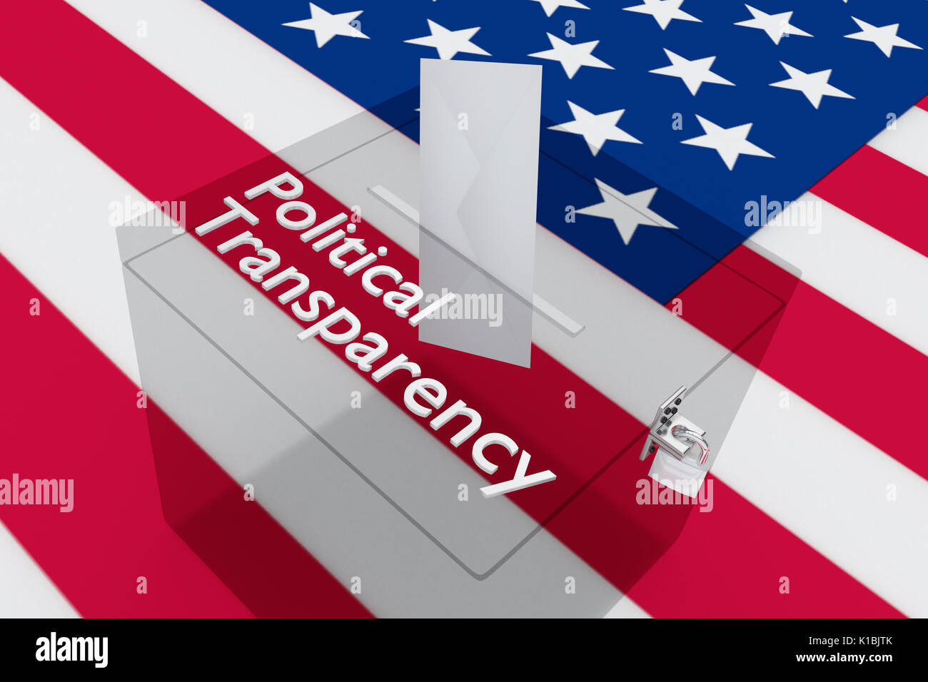 3D illustration of "Political Transparency" script on transparent ...