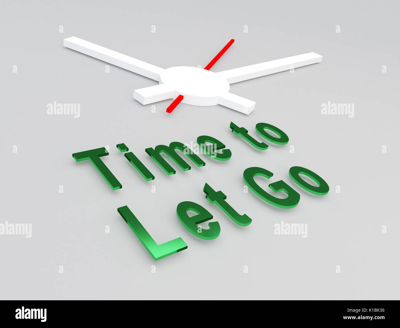 3D illustration of "Time to Let Go" title with a clock as a background ...