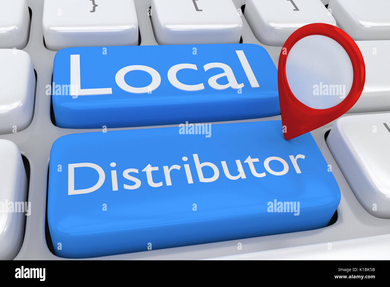3D illustration of computer keyboard with the script Local Distributor ...