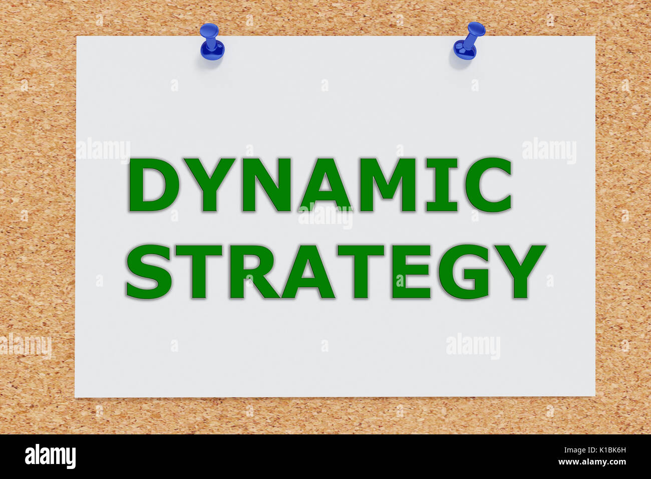 Render illustration of Dynamic Strategy script on cork board. Dynamic ...