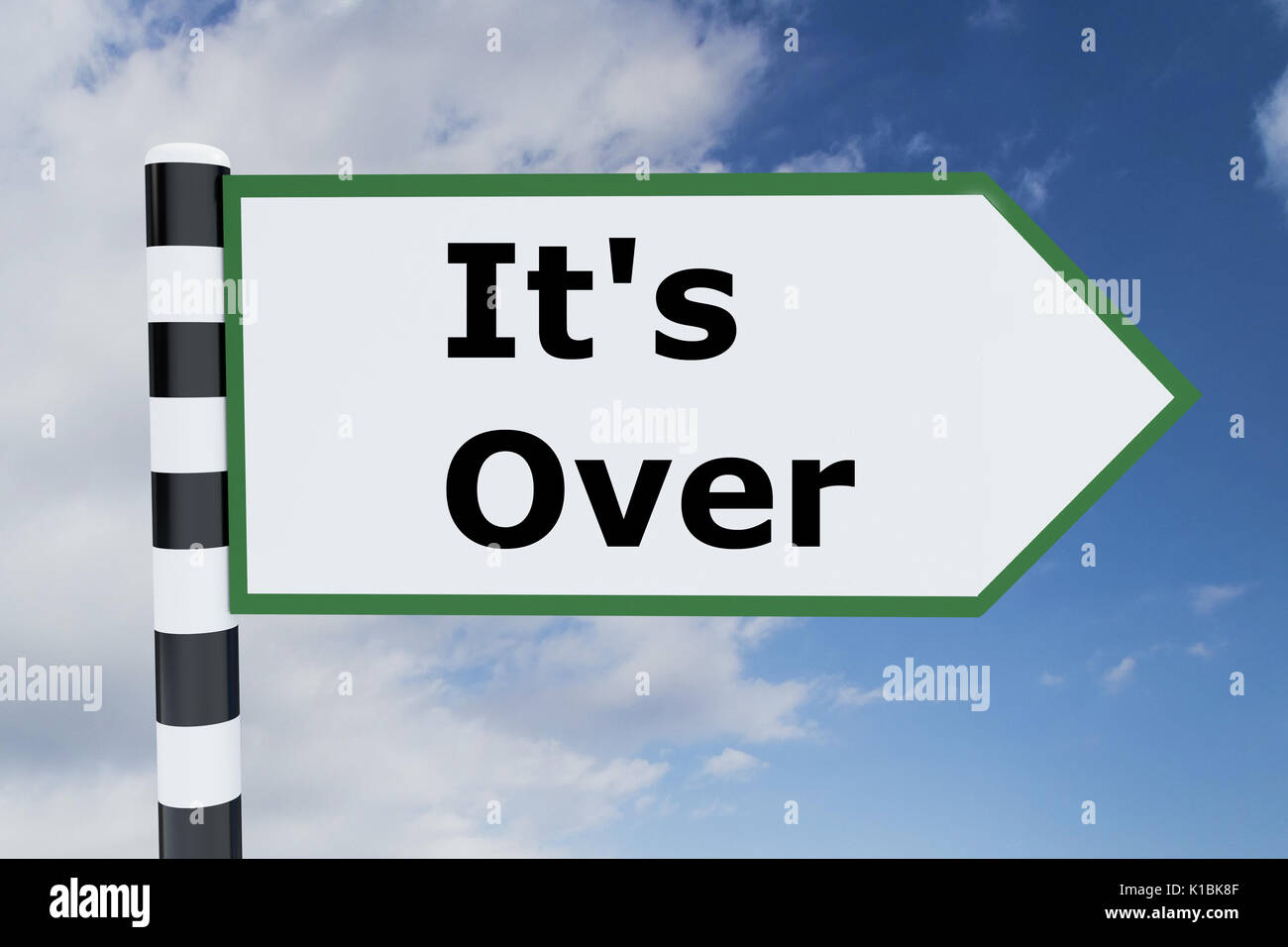 Render illustration of It's Over title on road sign Stock Photo - Alamy