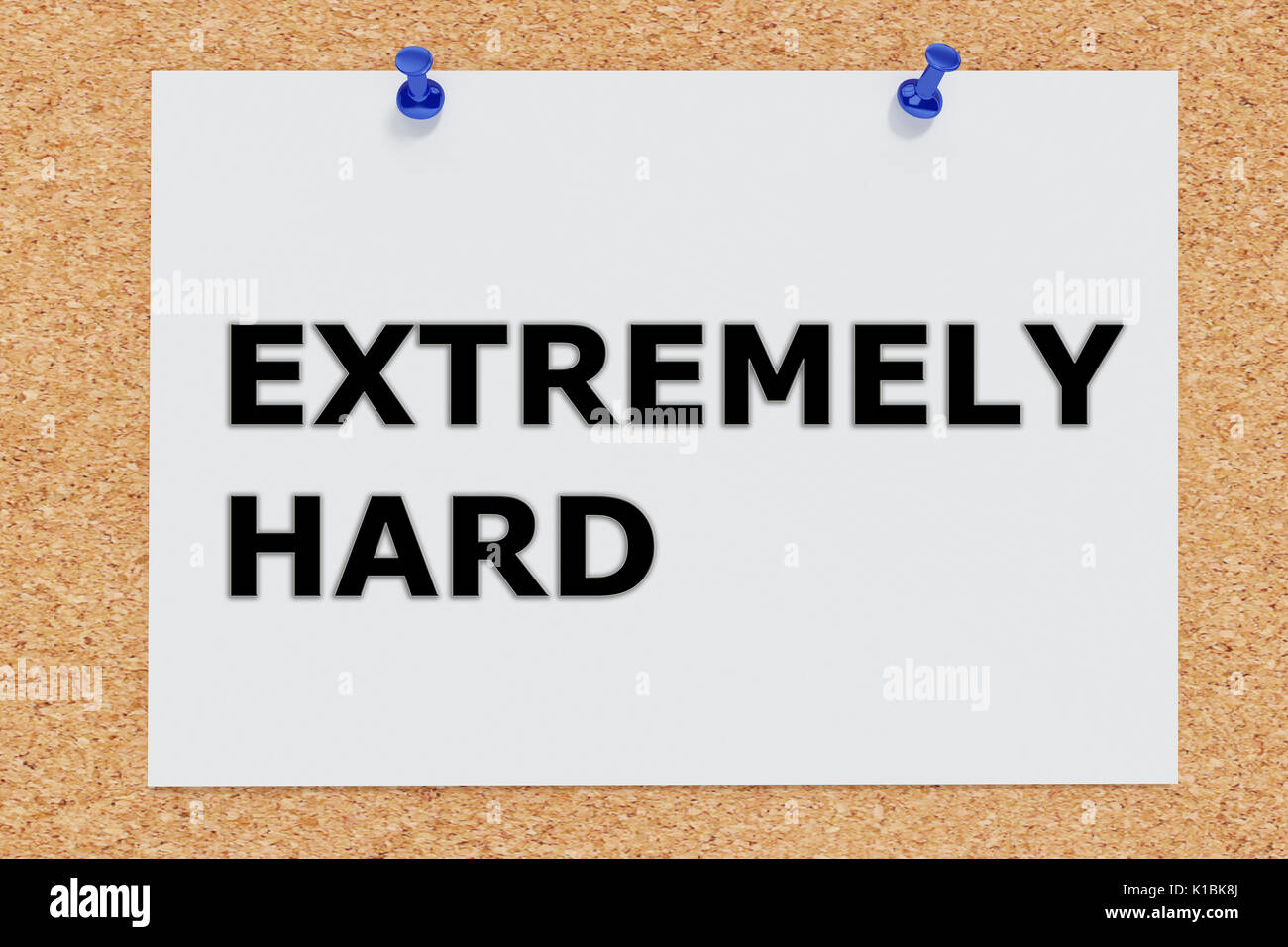Render illustration of Extremely Hard script on cork board Stock Photo ...