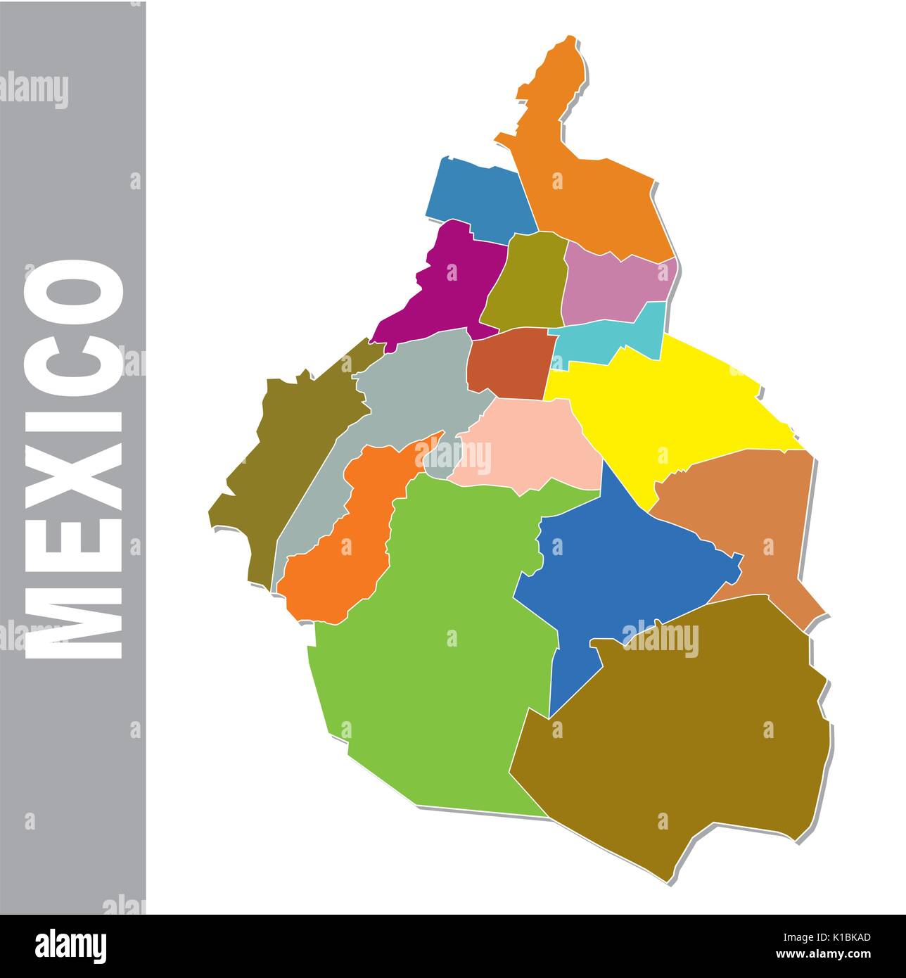 Colorful Mexico administrative and political map.eps Stock Vector Image ...