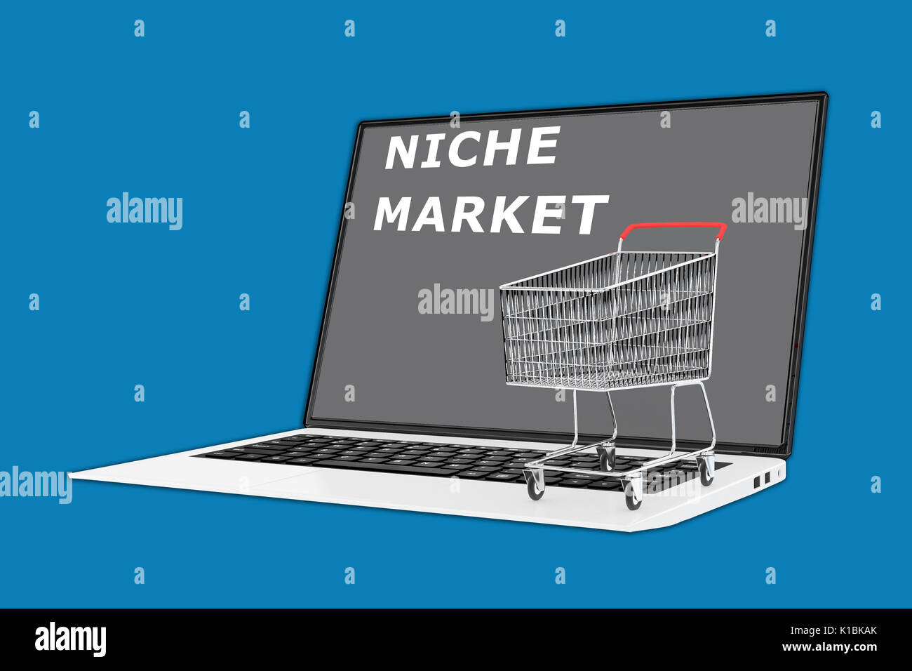 Render illustration of Niche Market concept with a supermarket cart ...