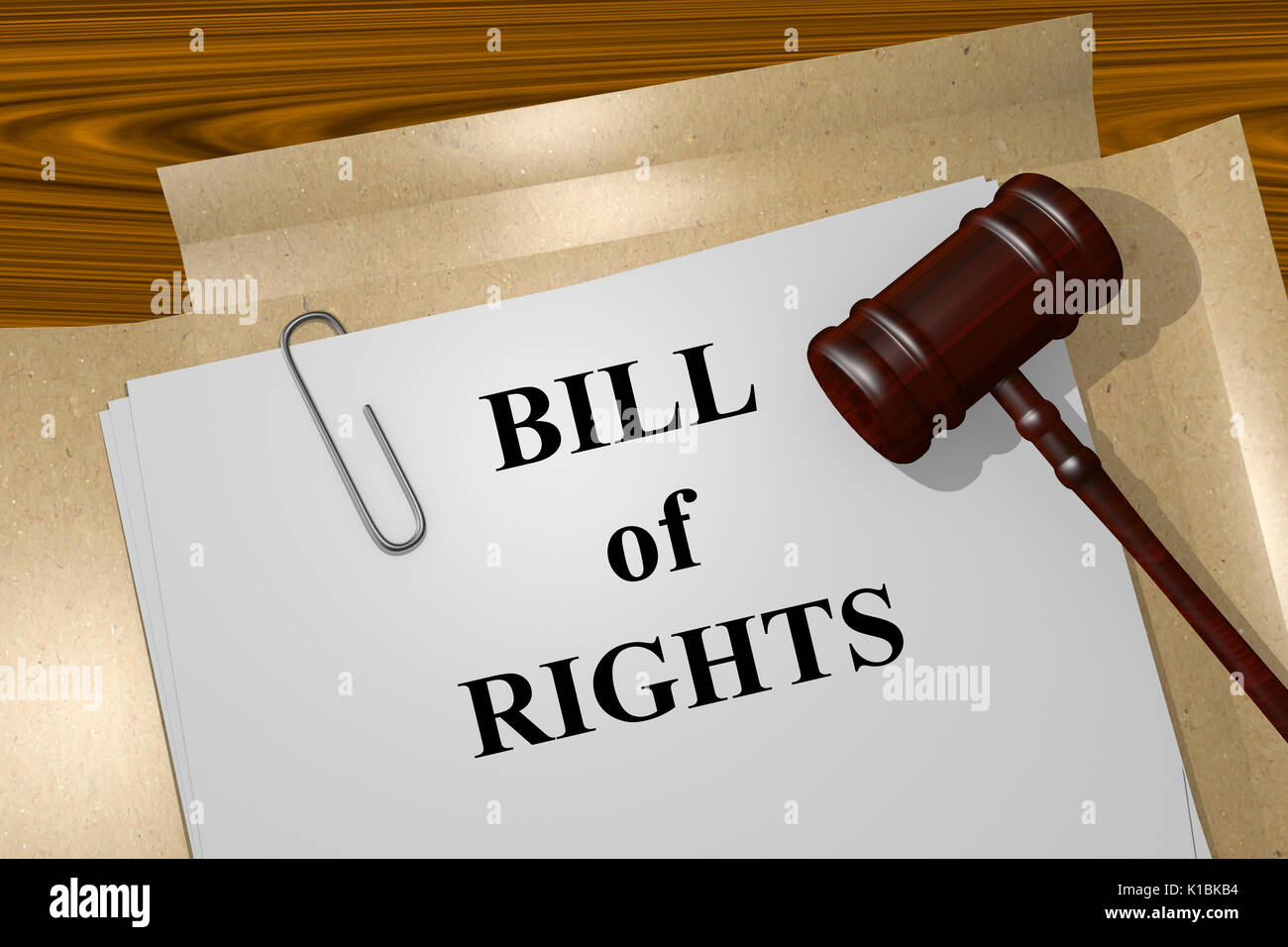Render illustration of Bill of Rights title on Legal Documents Stock ...