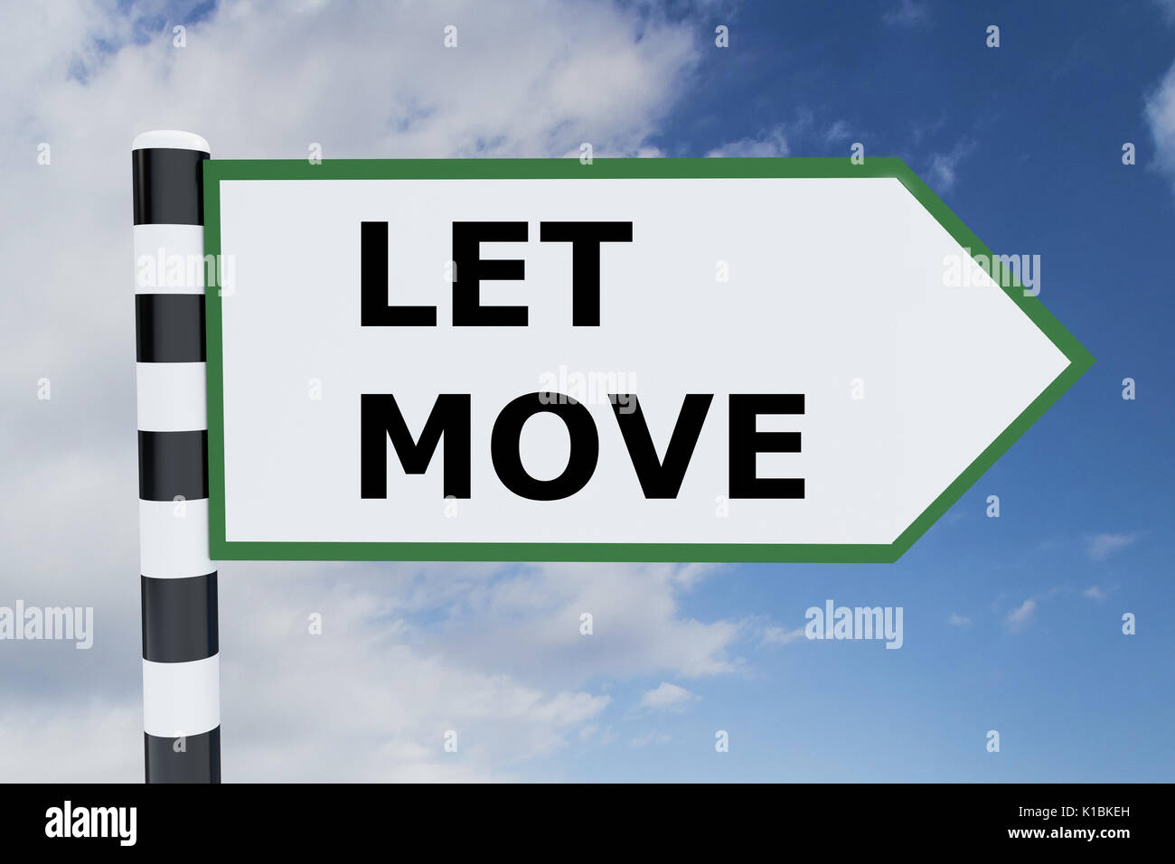 Render illustration of Let Move title on road sign Stock Photo - Alamy