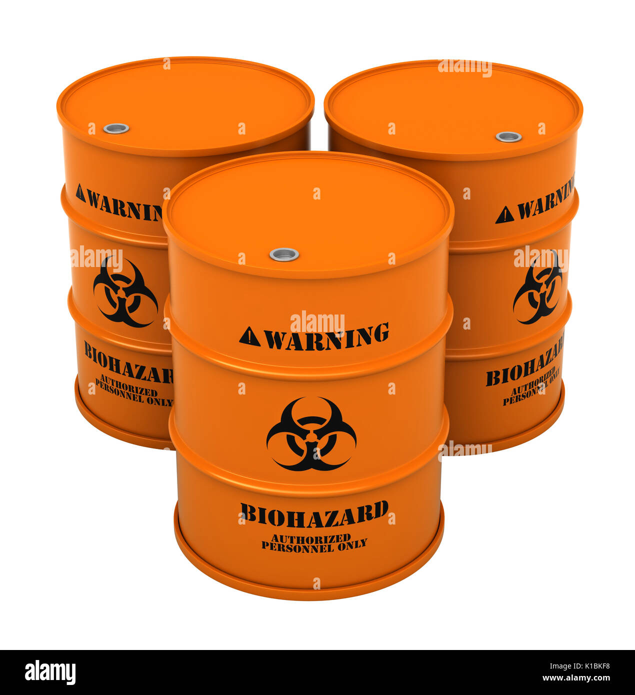 3d render of barrels with biohazard substance isolated over white ...
