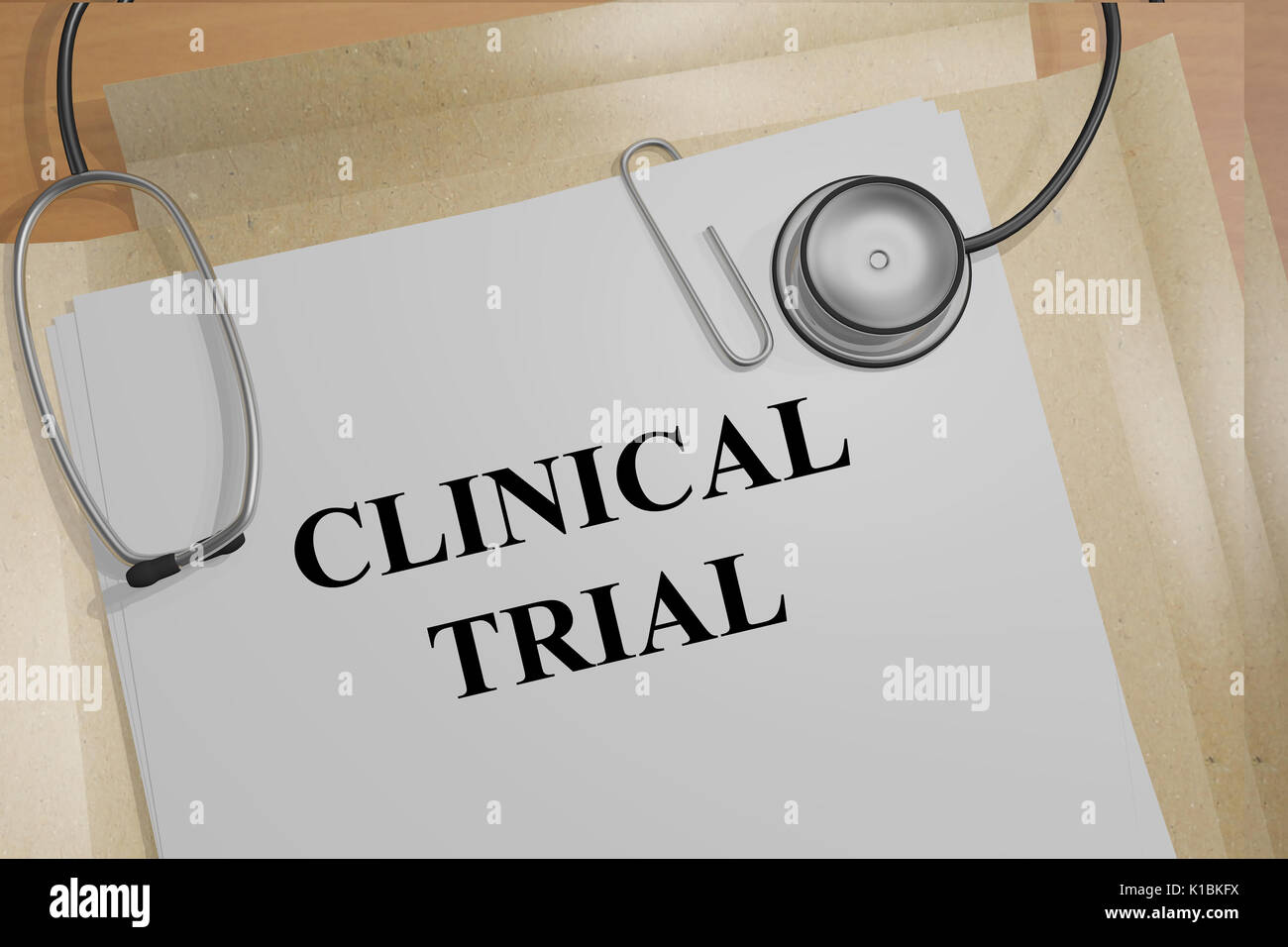 Render illustration of Clinical Trial title on medical documents Stock ...
