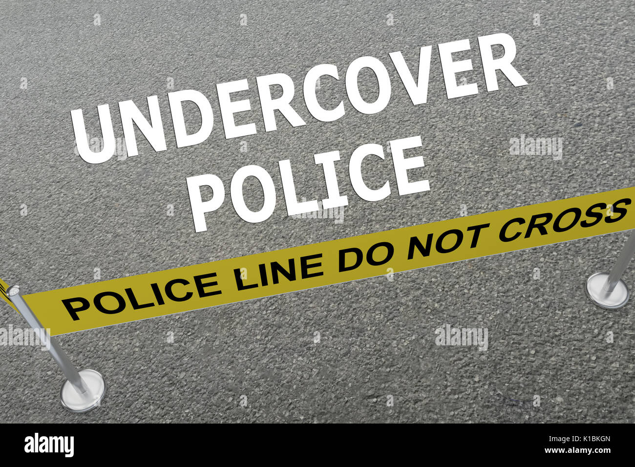 Render illustration of Undercover Police title on the ground in a ...