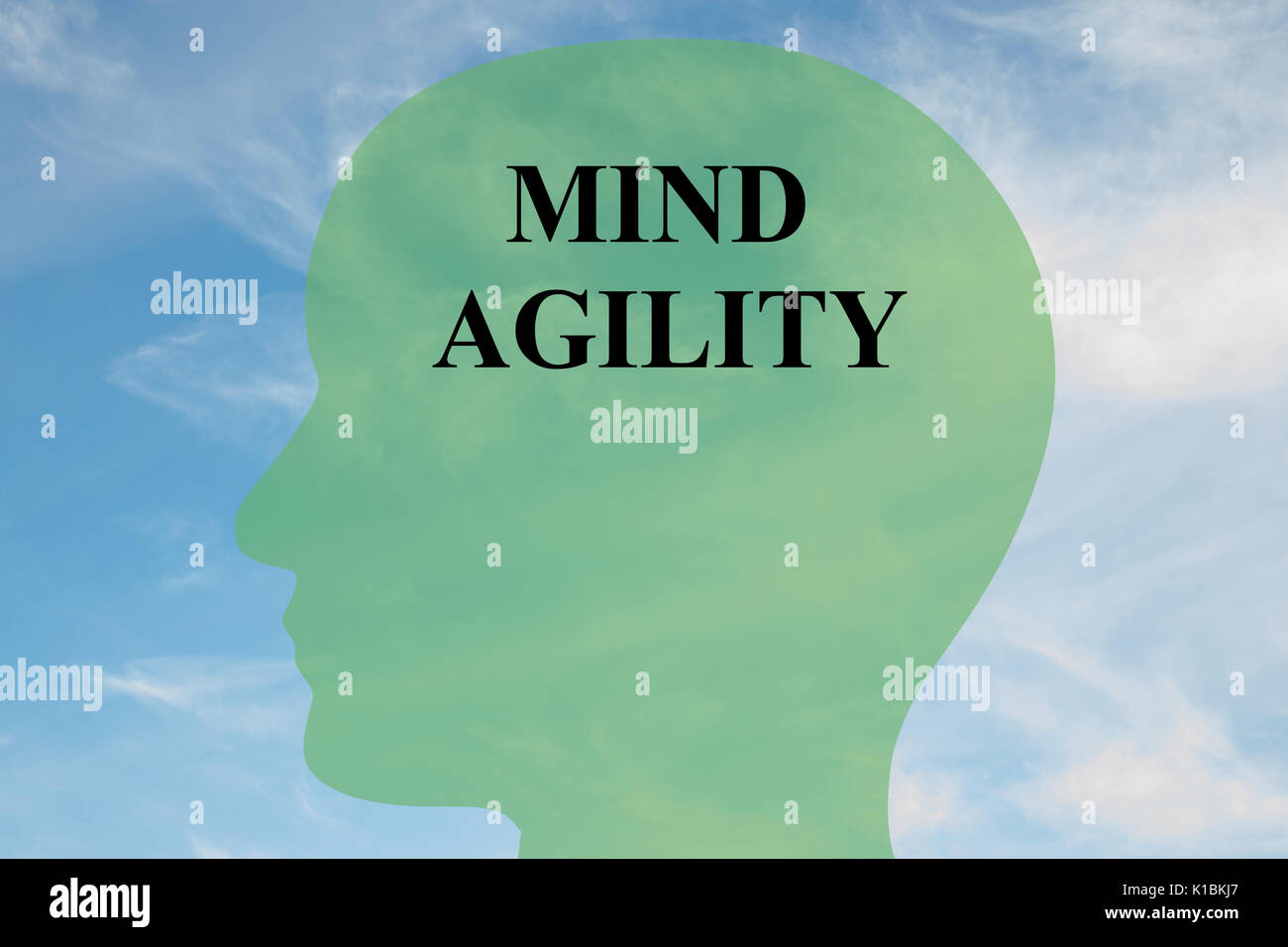 Render illustration of Mind Agility title on head silhouette, with ...
