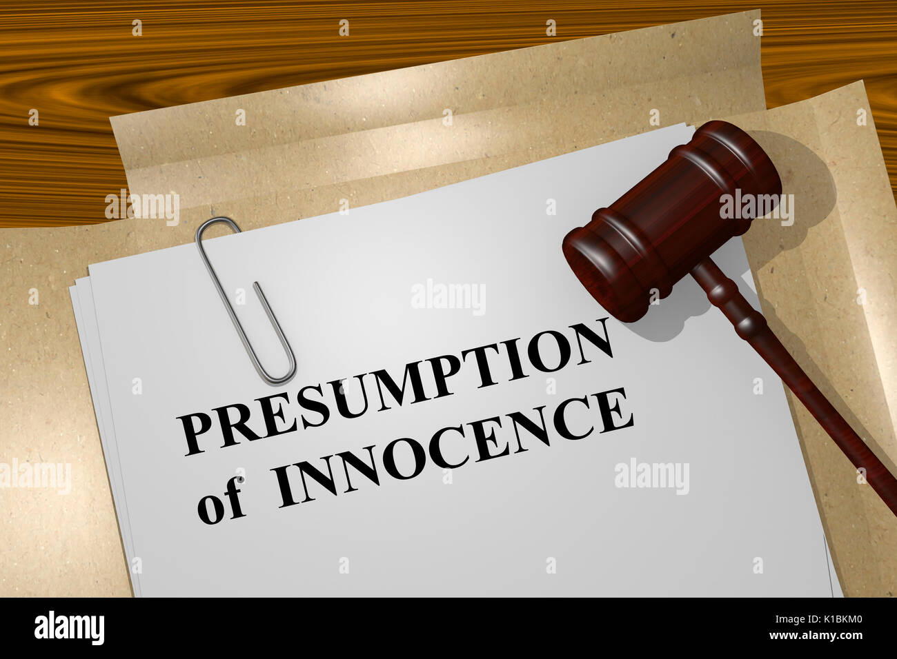 Render illustration of Presumption of Innocence title on Legal Documents Stock Photo - Alamy
