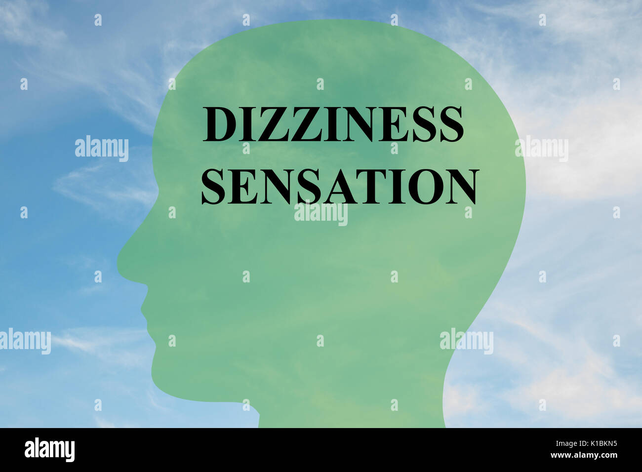 Render illustration of Dizziness Sensation title on head silhouette ...
