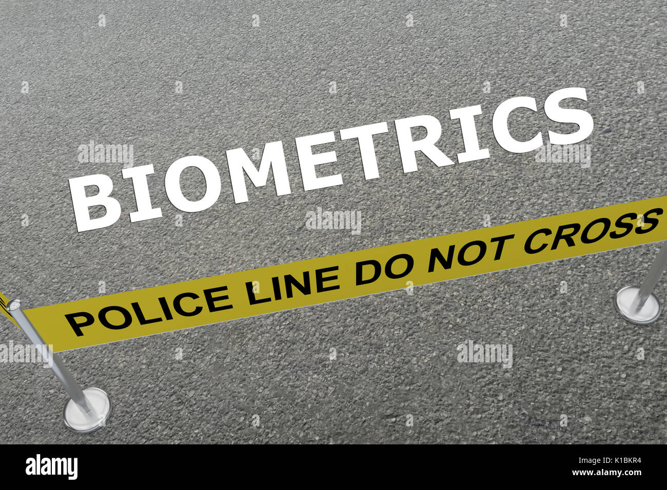 Render illustration of Biometrics title on the ground in a police arena ...