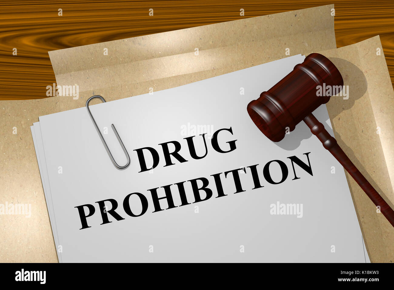 Render illustration of Drug Prohibition title on Legal Documents Stock ...