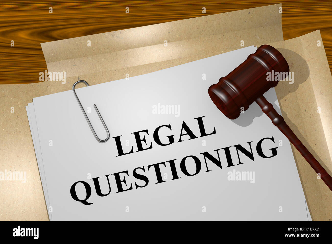 Render illustration of Legal Questioning title on Legal Documents Stock ...