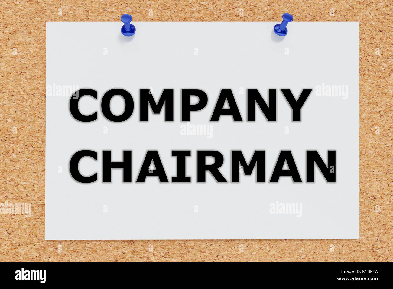 Render illustration of Company Chairman script on cork board Stock ...