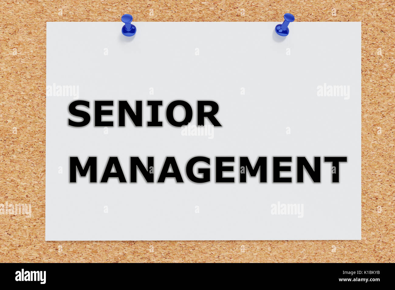 Render illustration of Senior Management script on cork board Stock ...