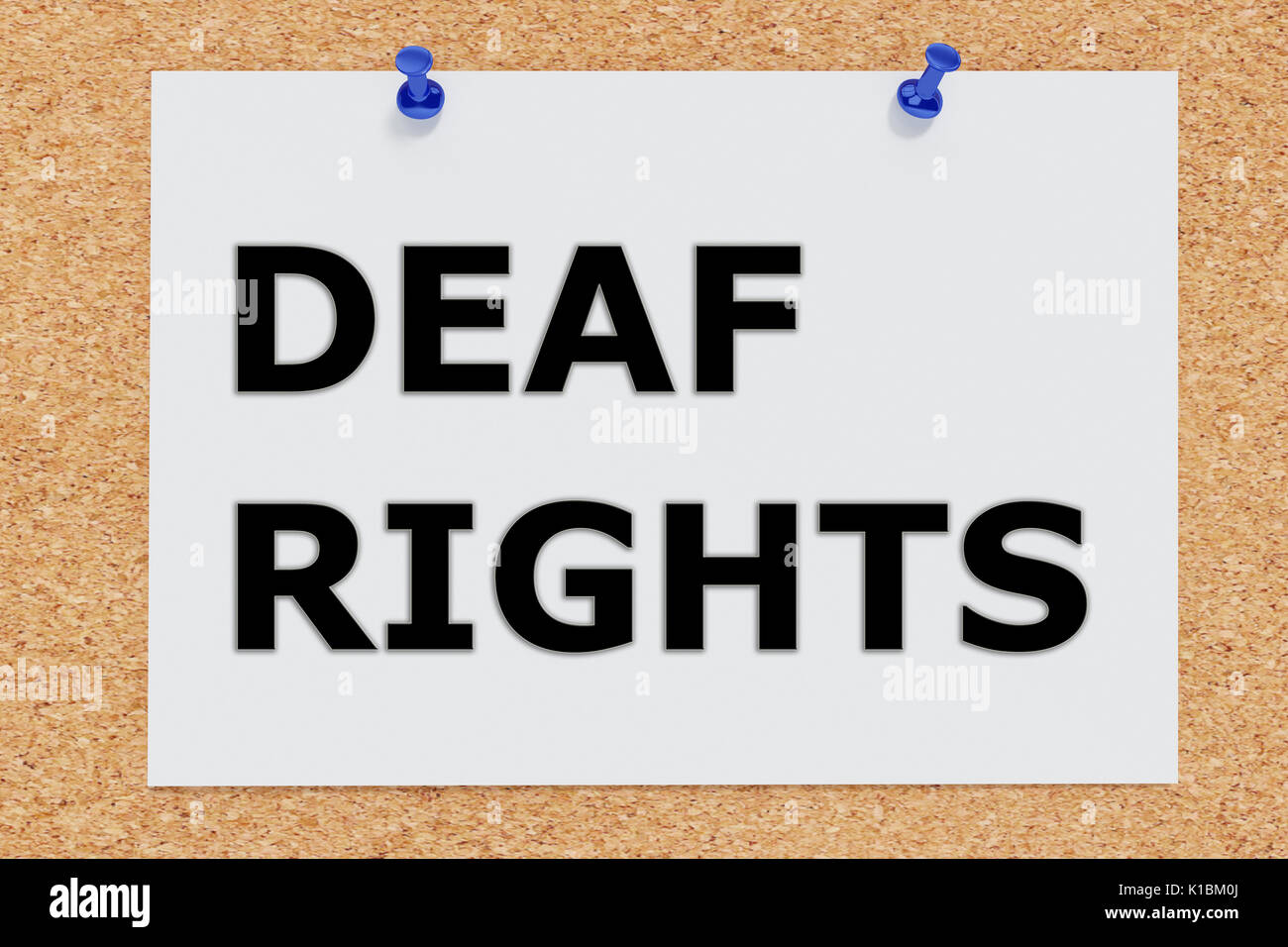Render illustration of Deaf Rights script on cork board Stock Photo - Alamy