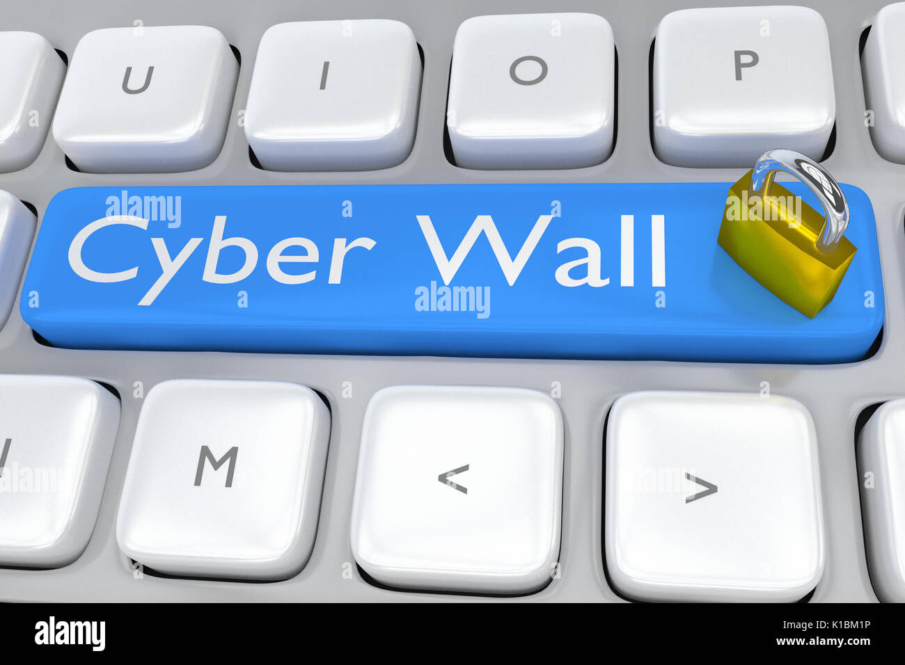 Render illustration of computer keyboard with the script Cyber Wall on ...