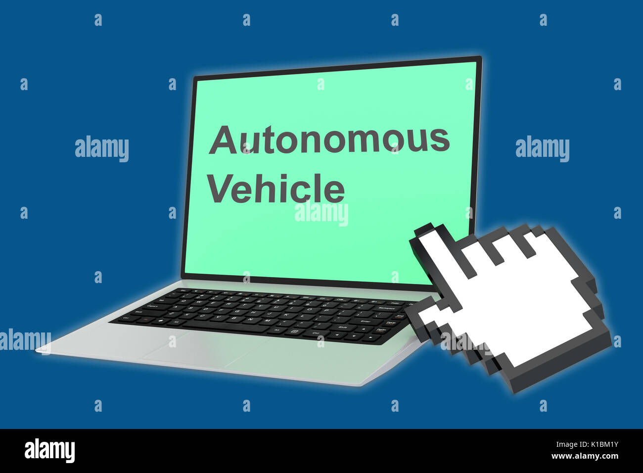 Render illustration of Autonomous Vehicle concept with pointing hand ...