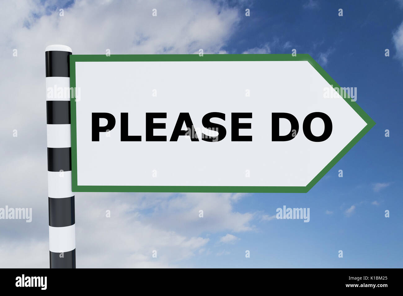 Render illustration of Please Do title on road sign Stock Photo - Alamy