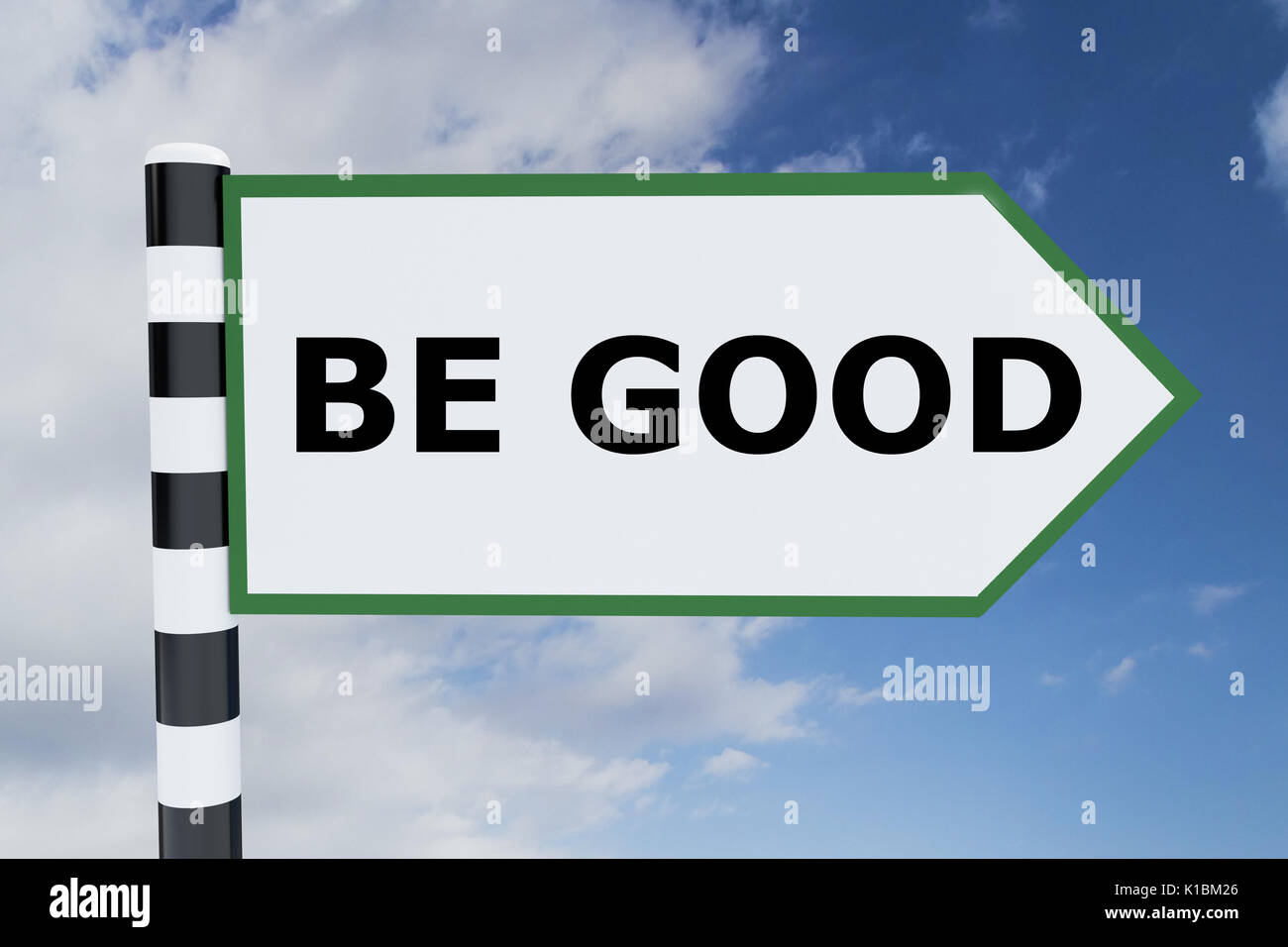 Render illustration of Be Good title on road sign Stock Photo - Alamy