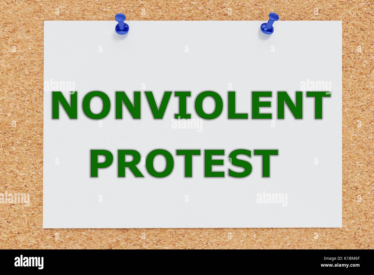 Render illustration of Nonviolent Protest script on cork board Stock ...