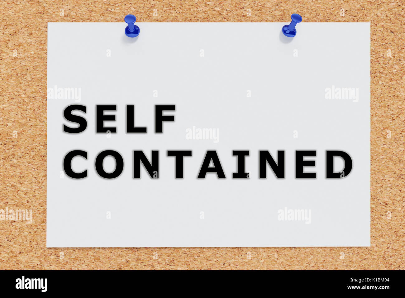 Render illustration of Self Contained script on cork board Stock Photo ...