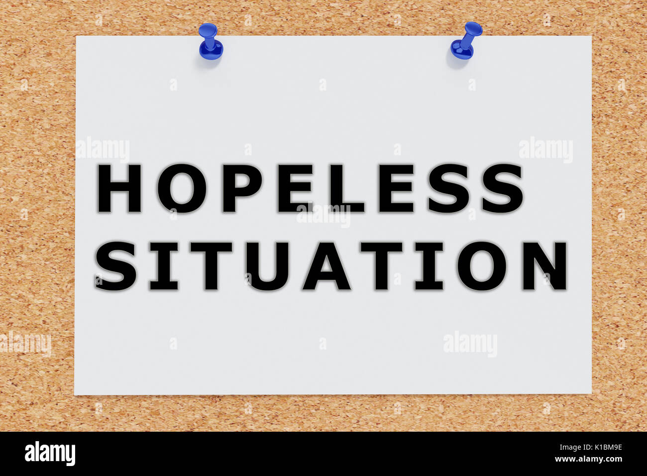 Render illustration of Hopeless Situation script on cork board Stock ...