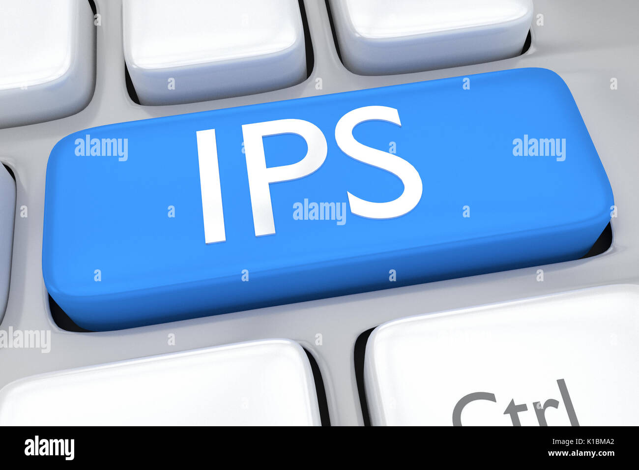 Render illustration of computer keyboard with the abbreviation IPS on ...