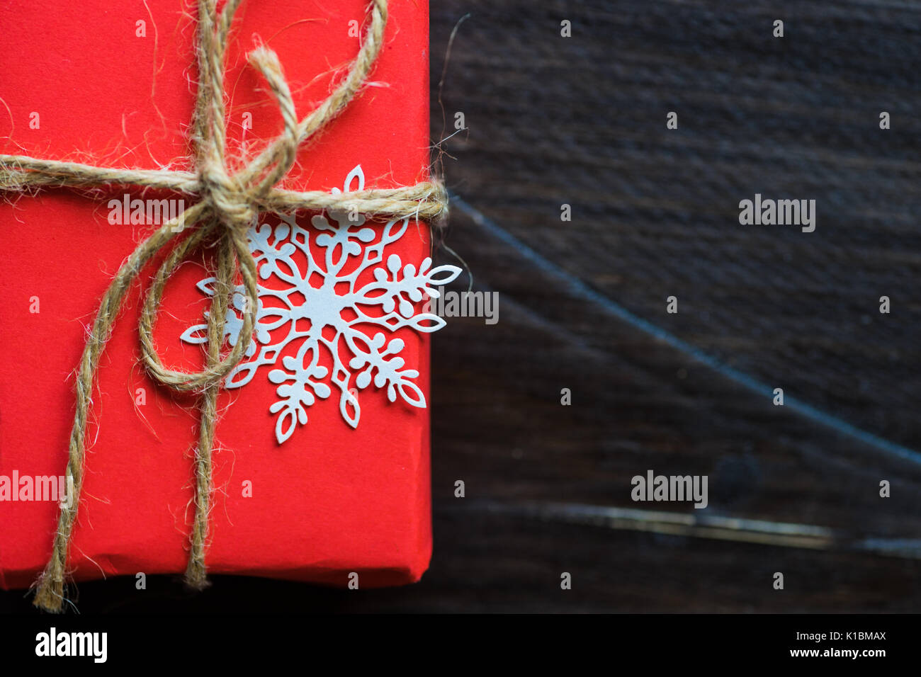 Festive Christmas themed frame with gift box and decorations Stock ...
