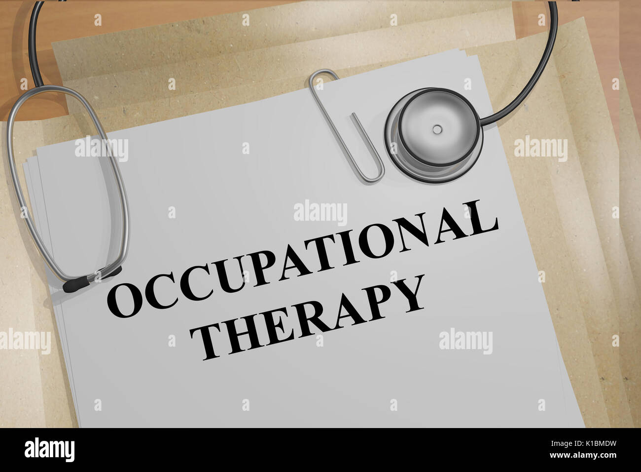Render illustration of Occupational Therapy title on medical documents ...