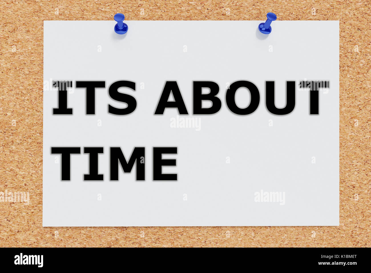 Render illustration of Its About Time script on cork board Stock Photo ...